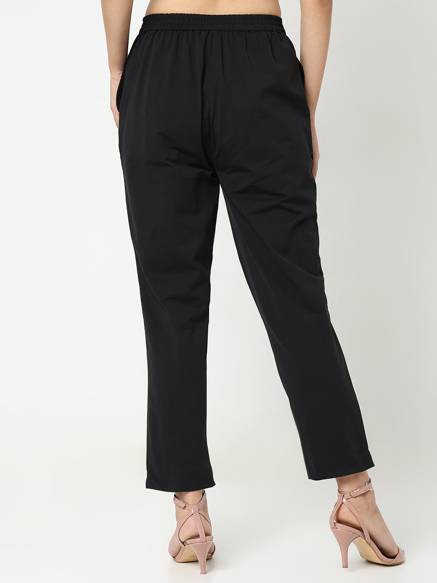Slim Fit Solid Mid Rise Ethnic Pants