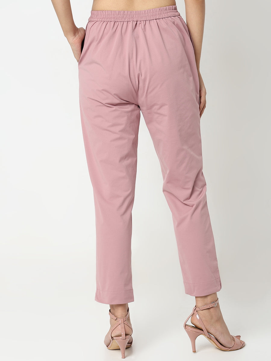 Slim Fit Solid Mid Rise Ethnic Pants